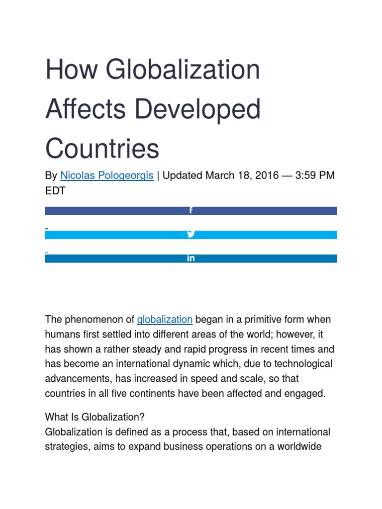 How Globalization Affects Developed Countries: Nicolas Pologeorgis ...