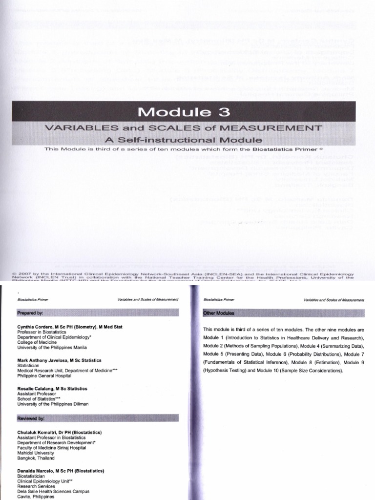Biostatistics Primer Module 3 - Variables and Scales of Measurement | PDF
