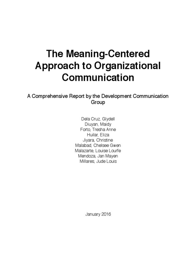 Meaning-Centered Approach in Organizations | PDF | Socialization ...