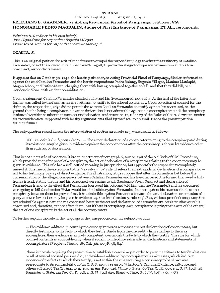Gardiner v. Magsalin | PDF | Witness | Conspiracy (Criminal)