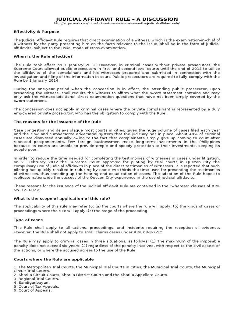 Judicial Affidavit Rule - A Discussion | PDF | Notary Public | Affidavit
