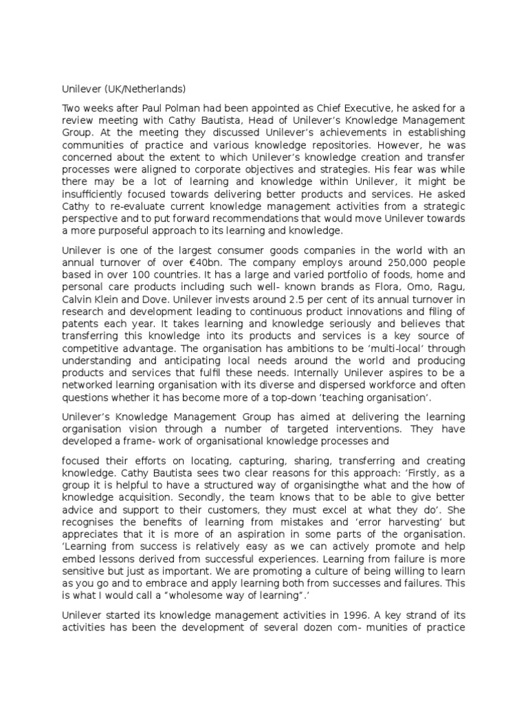 Case Study - Unilever - PA3 | PDF