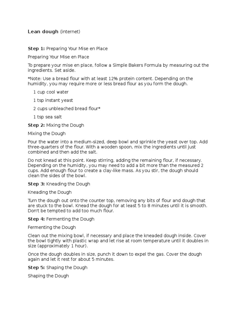 Lean Dough Bread Recipe Guide | PDF | Home & Garden