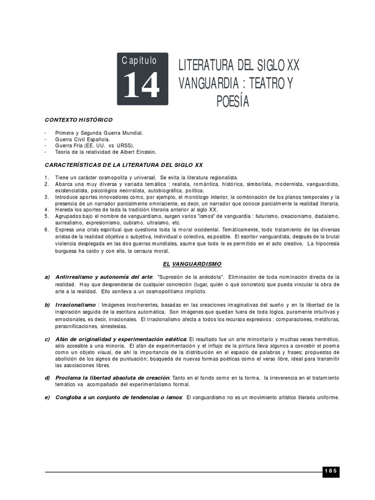 Literatura 14 Lit Siglo XX Teatro y Poesia PDF | PDF | Vanguardia ...