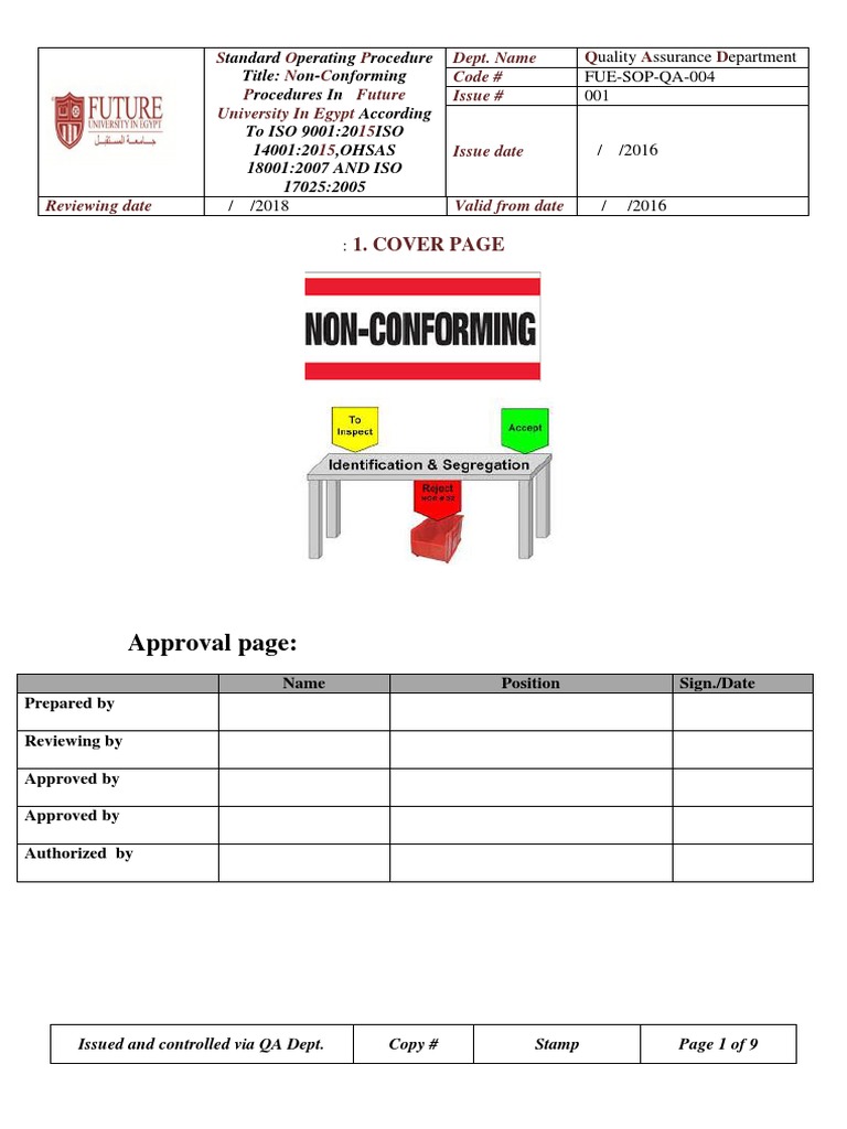 NCR - Sop | PDF | Quality Assurance | International Organization For ...