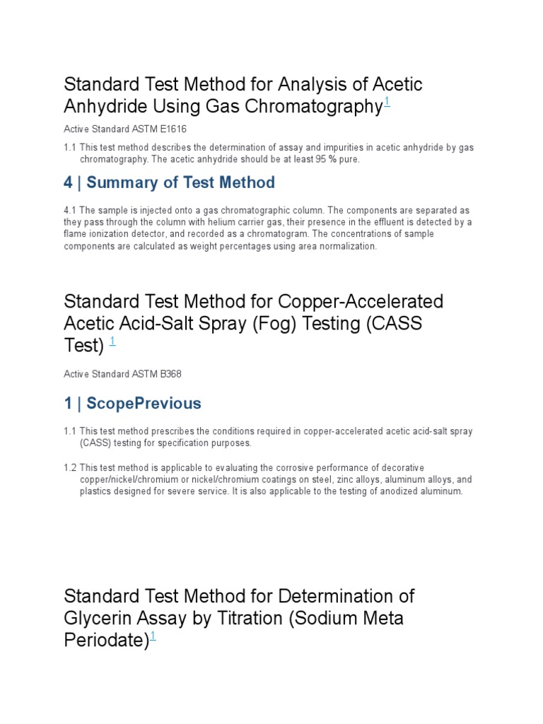 Standard Test Method For Astm | PDF | Acid | Acetic Acid