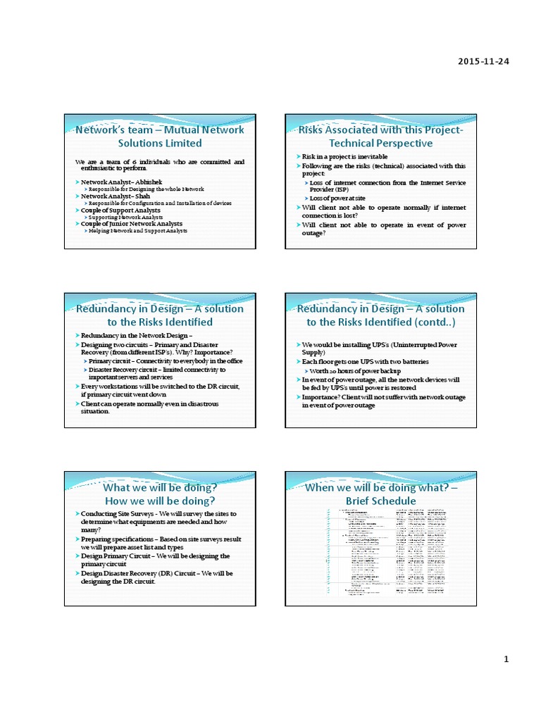 Network Implementation Plan | PDF