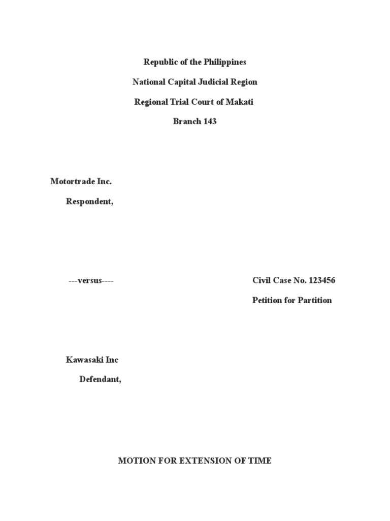 Motion for Extension of Time