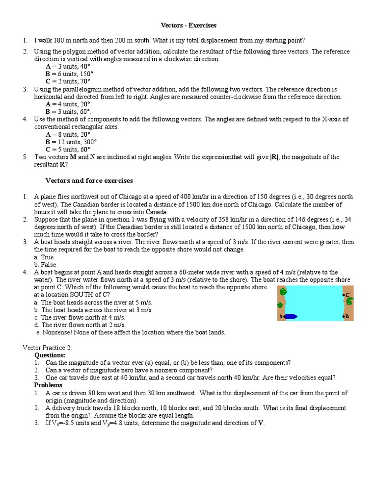Vectors Exercises | PDF | Euclidean Vector | Angle