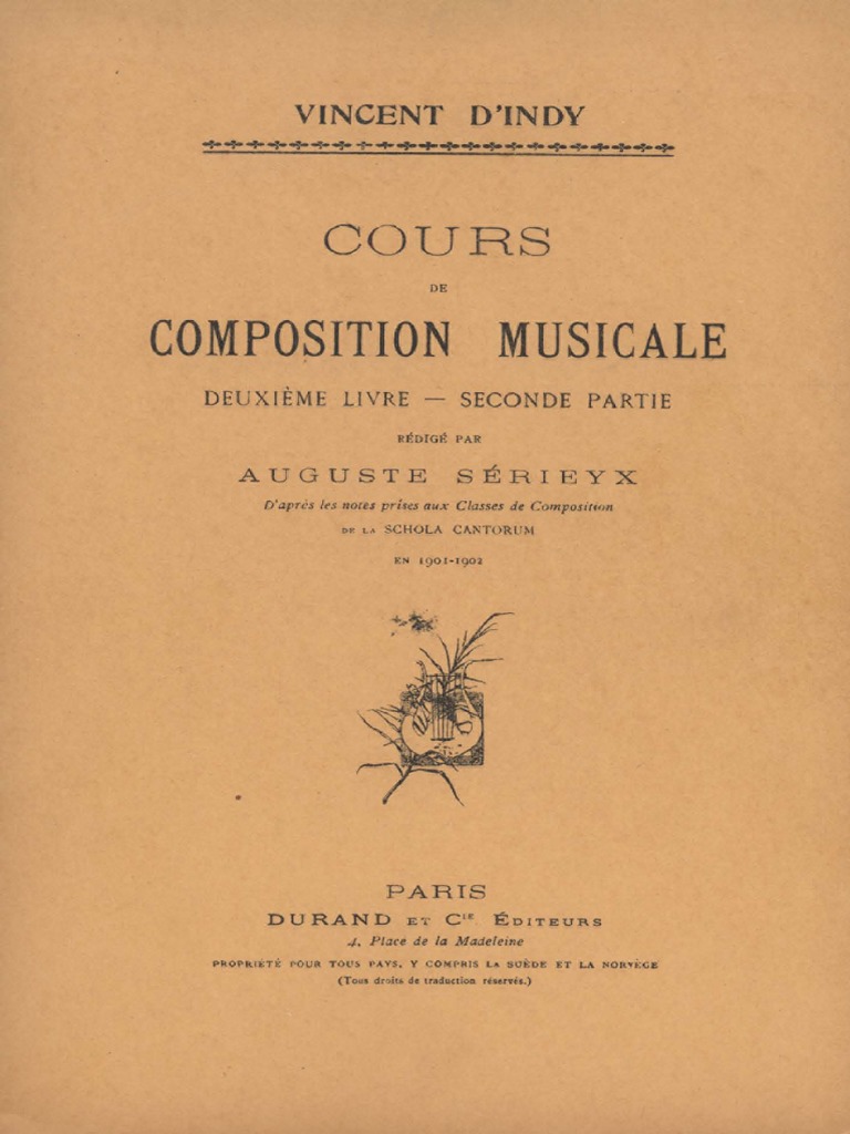 Cours de Composition Musicale Deuxieme Livre Seconde Partie Vincent D'indy PDF | PDF
