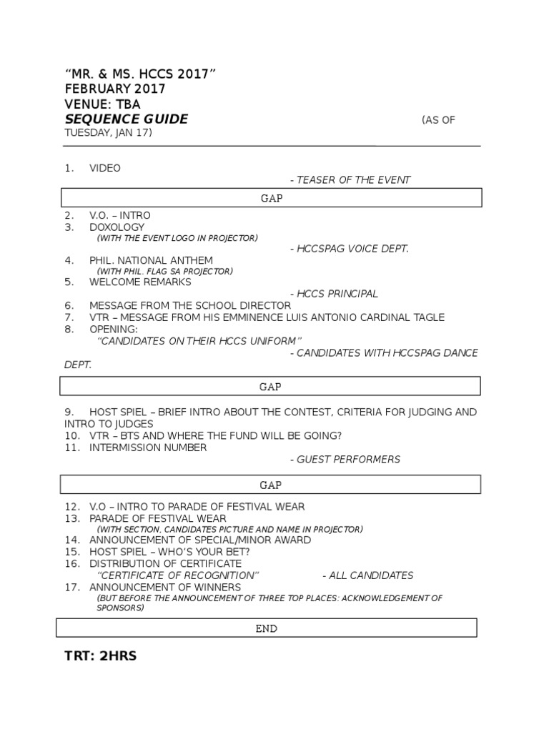 Sequence Guide | PDF
