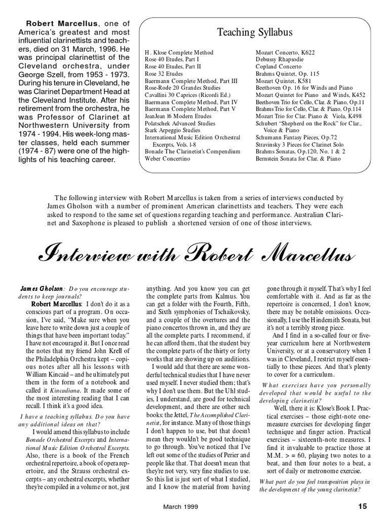 Robert Marcellus | Orchestras | Clarinet