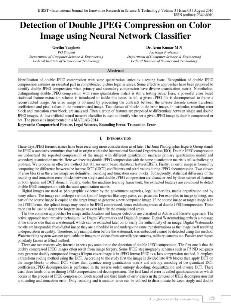 Double JPEG Compression Detection Method | PDF | Data Compression | Raw ...