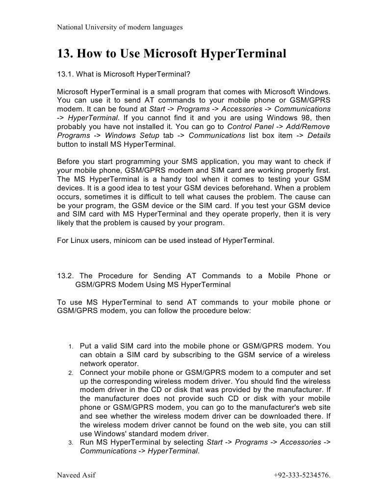 Microsoft HyperTerminal | Download Free PDF | General Packet Radio ...