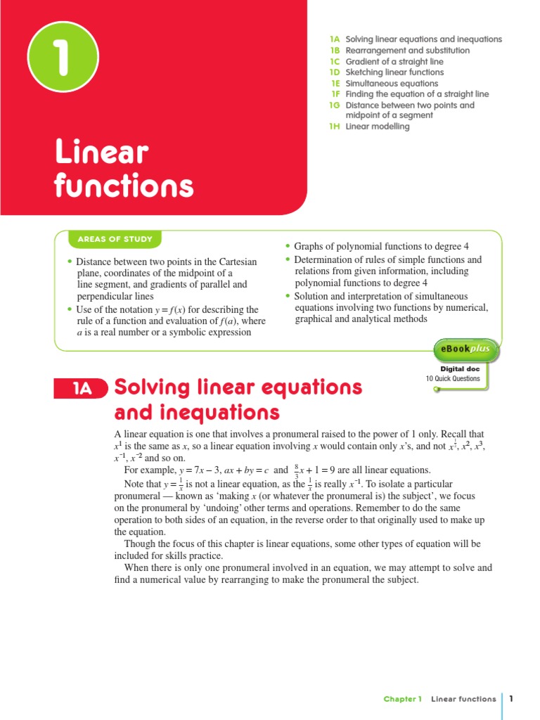 Ch01 Linear Functions | PDF | Fraction (Mathematics) | Line (Geometry)