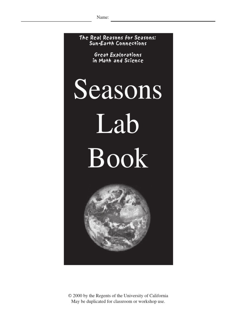 Seasons Lab Book | PDF | Sun | Orbit