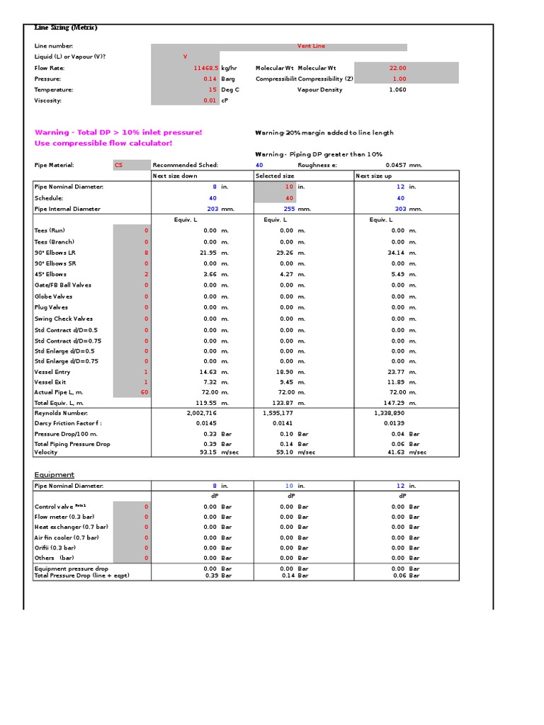Vent Sizing - Spreadsheet | PDF