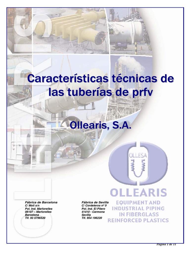Ficha Técnica Tuberías PRFV | Tubería (transporte de fluidos) | Corrosión