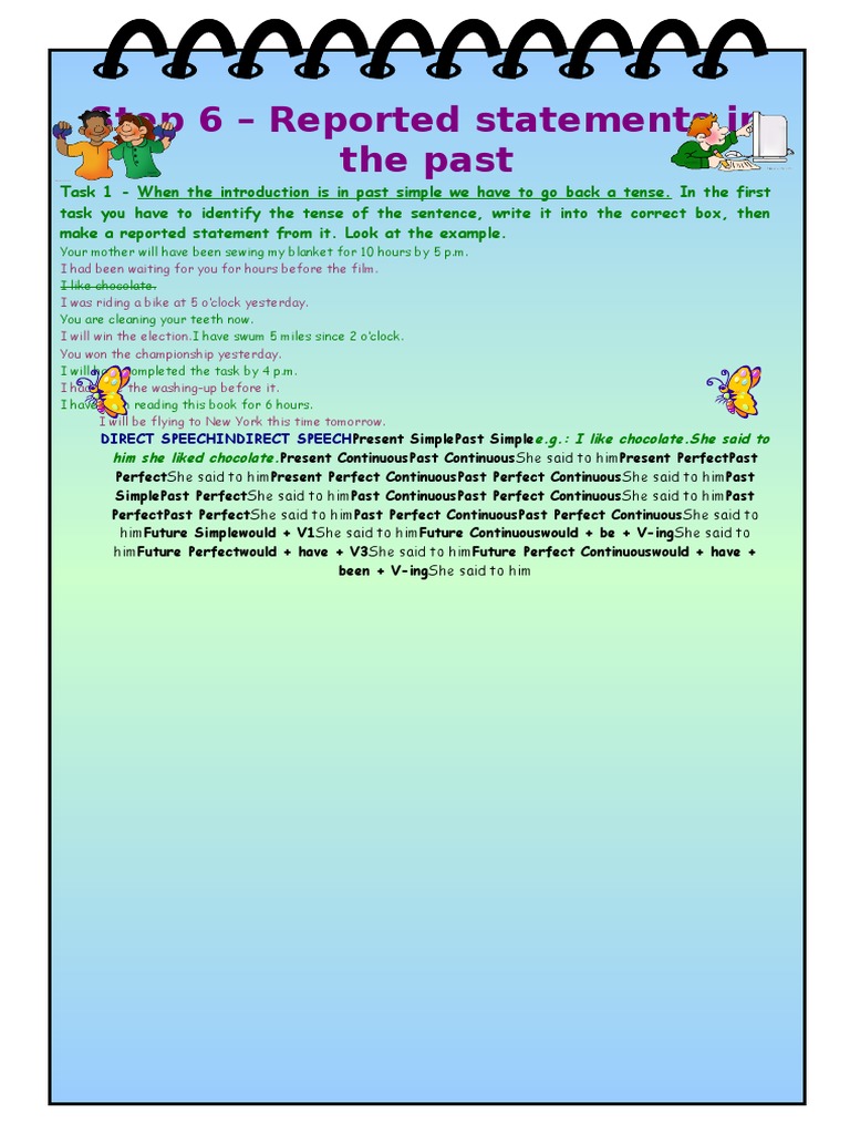 5813 Reported Speech Step by Step Step 6 Reported Statements in The ...