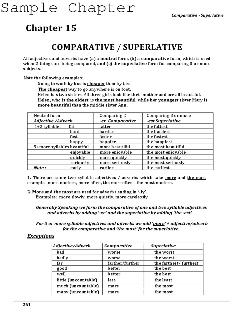 Sample Chapter Comparative-Superlative | PDF | Adverb | Adjective