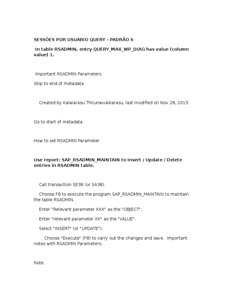 Important RSADMIN Parameters for Configuring Query Sessions per User ...