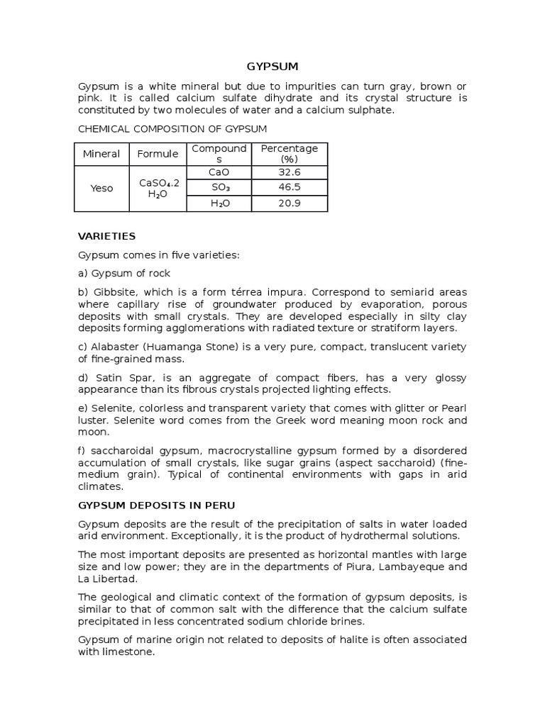 Gypsum | PDF | Gypsum | Atoms