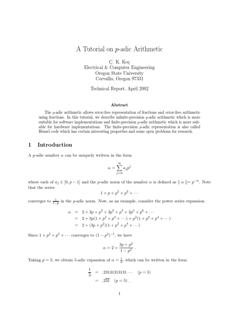P Adic Number Tutorial Division Mathematics Numbers 