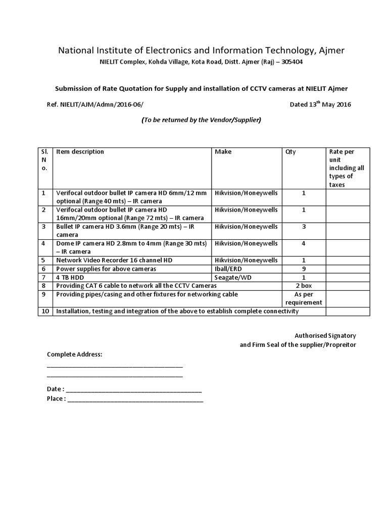 CCTV Quotation | PDF