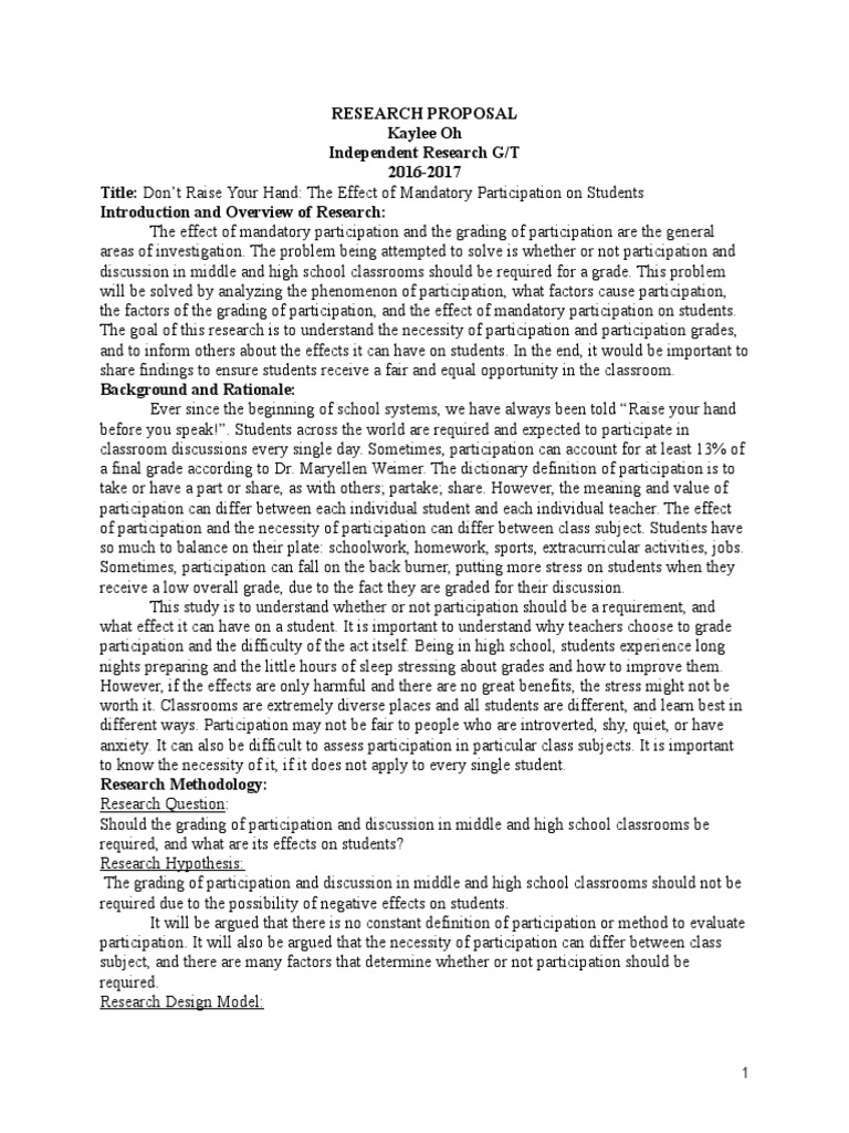 Researchproposalkayleeoh | PDF | Scientific Method | Lesson Plan