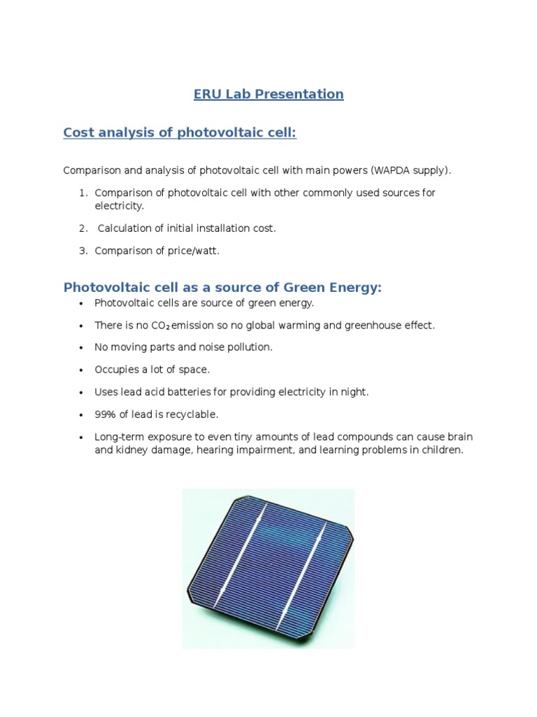 ERU Lab Presentation | PDF | Photovoltaics | Photovoltaic System
