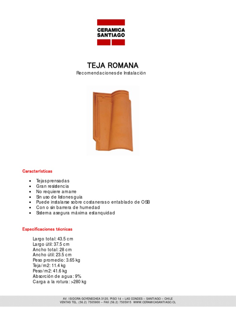 Manual de Instalaci N de Teja Romana | PDF | Techo | Ingeniería estructural