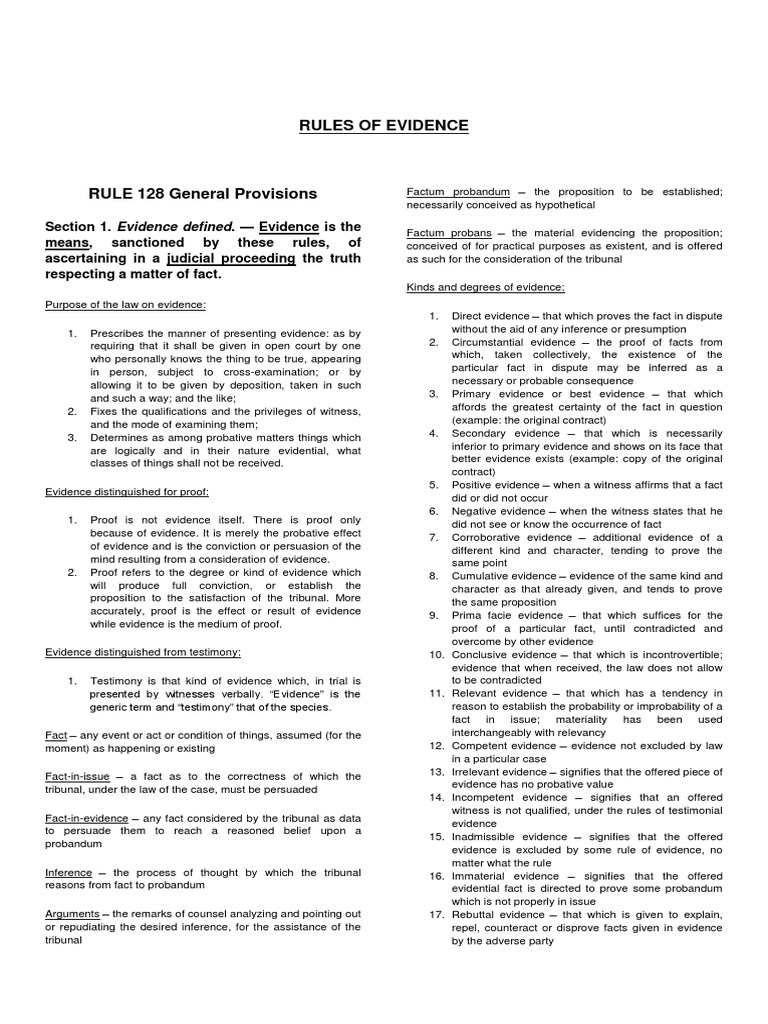 Rules of Evidence: A Comprehensive Overview of the Principles, Types ...