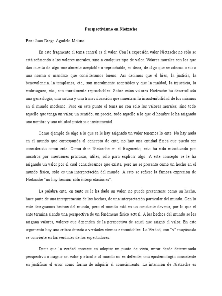 Perspectivismo en Nietzsche | PDF | Friedrich Nietzsche | Verdad
