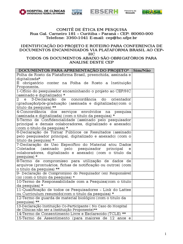 Check List | PDF | Hospital | Universidade