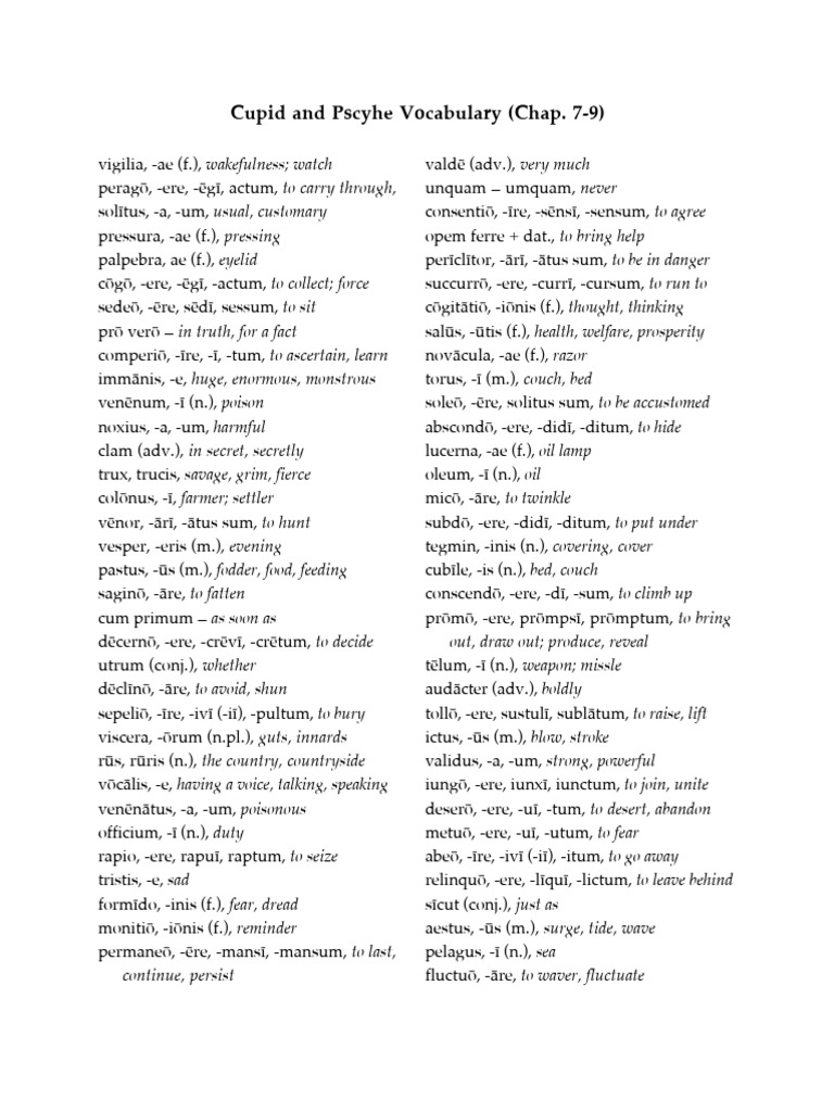 Cupid and Psyche: Latin Vocabulary 3 | PDF | Art