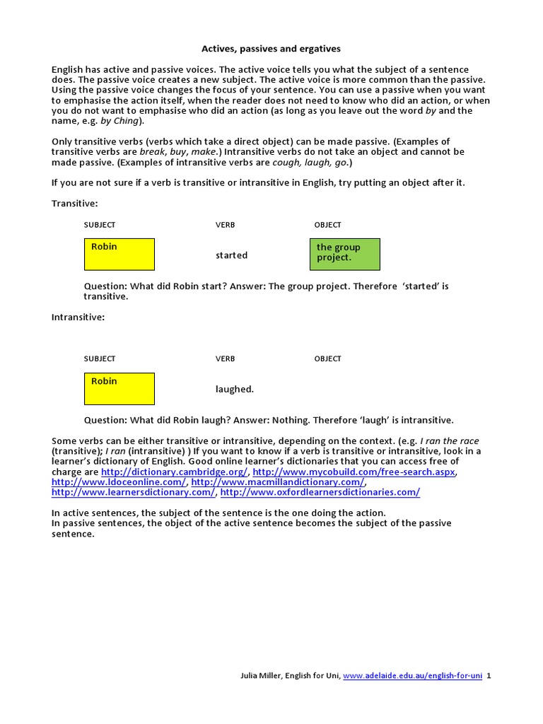 Understanding Active, Passive, and Ergative Voices | PDF | Verb ...