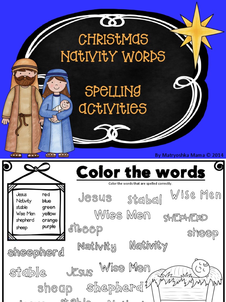 Christmas NATIVITY Words Spelling Activities: by Matryoshka Mama © 2014 ...