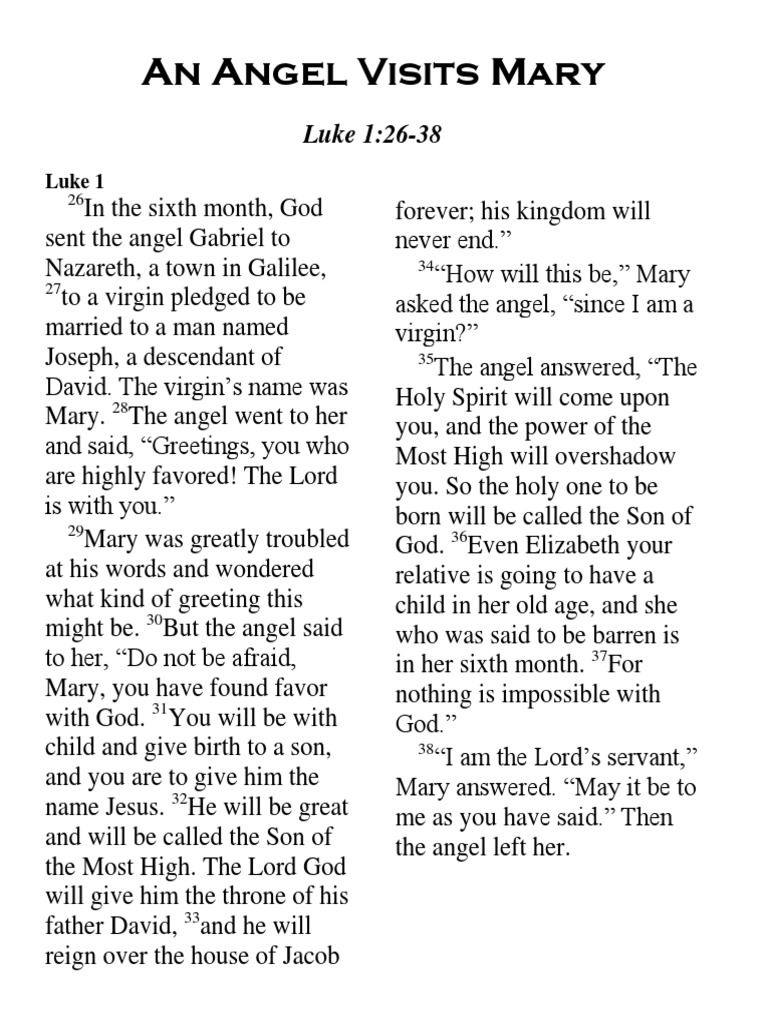 Lesson 2 An Angel Visits Mary | PDF | Mary, Mother Of Jesus | Gabriel