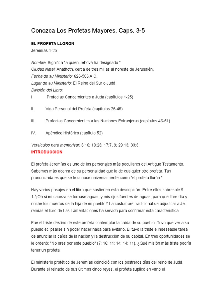 Conozca Los Profetas Mayores JEREMIAS | PDF | Jeremías | Nabucodonosor Ii