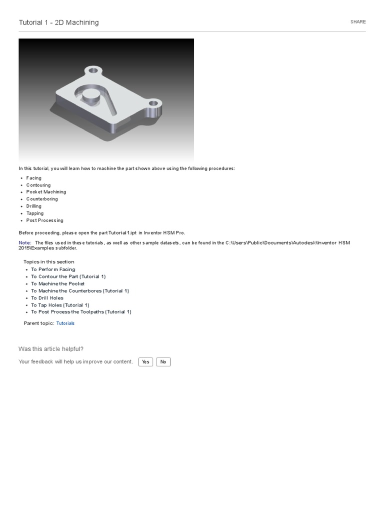 Tutorial 1 - 2D Machining | PDF