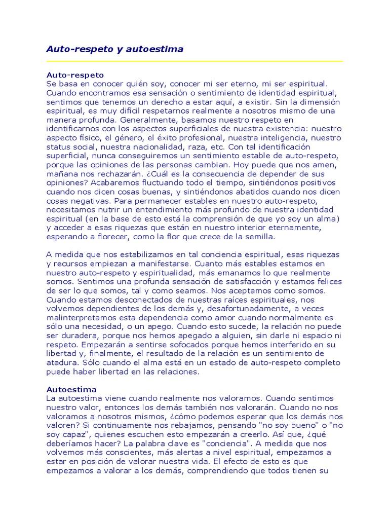 Autorespeto y Autoestima | PDF | Amor | Teorías filosóficas