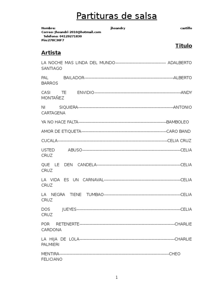 Partituras de Salsa | PDF | Música dance | Musica Latinoamericana