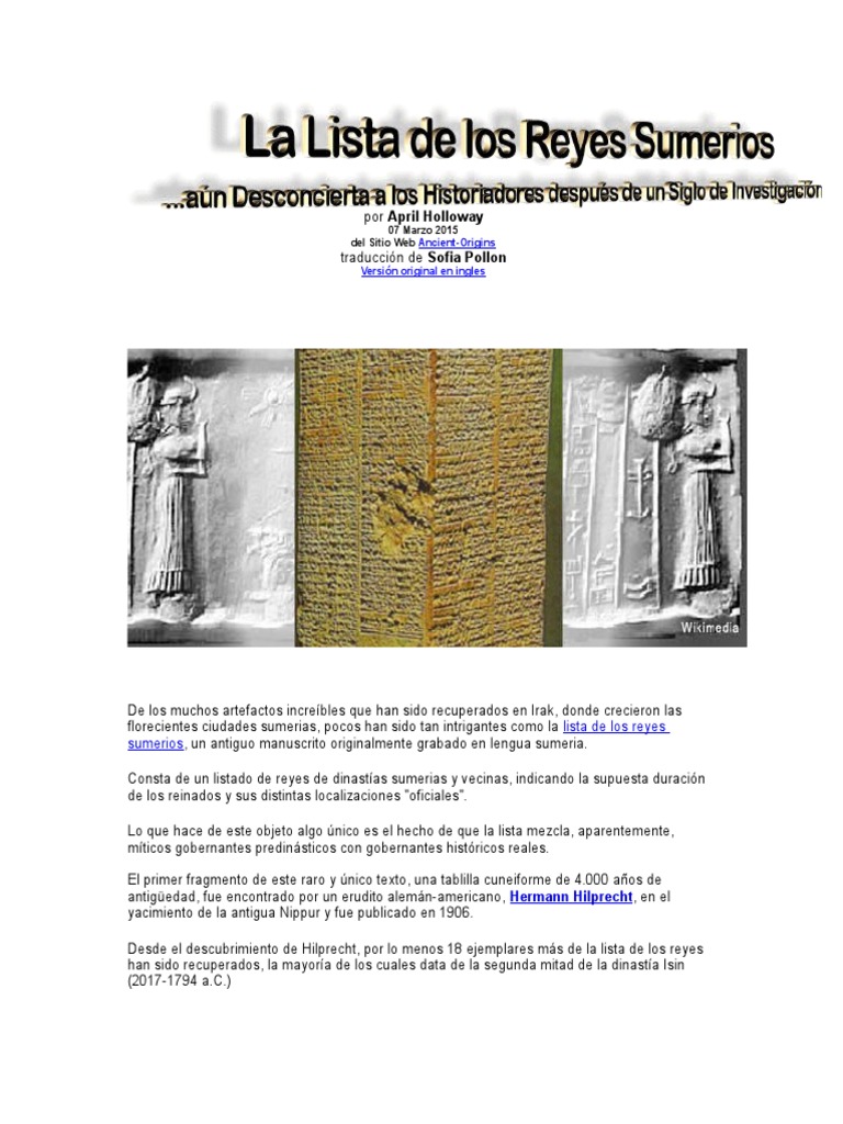 Lista de Los Reyes Sumerios | PDF | Sumeria | Arqueología