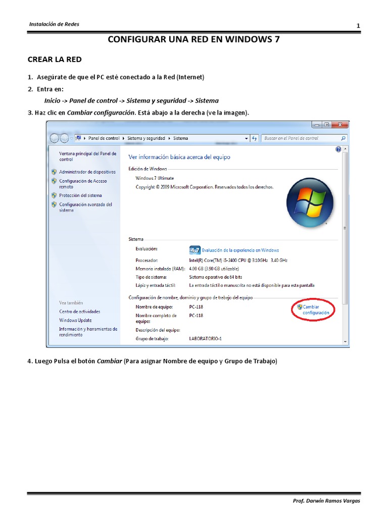 Manual de Configuracion Redes Windows 7 | PDF | Dirección IP ...