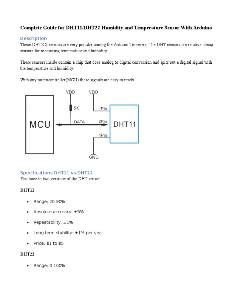 Complete Guide For DHT11 | PDF | Arduino | Sensor