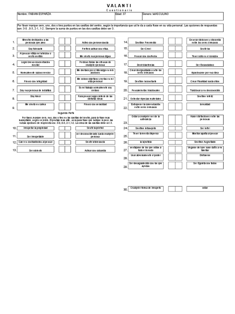 Valanti Prueba Completa | PDF