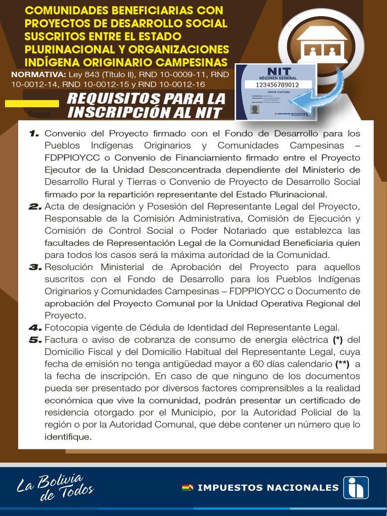 Requisitos Tramite de NIT - Comunidades Beneficiarias Con Proyectos | PDF | Gobierno