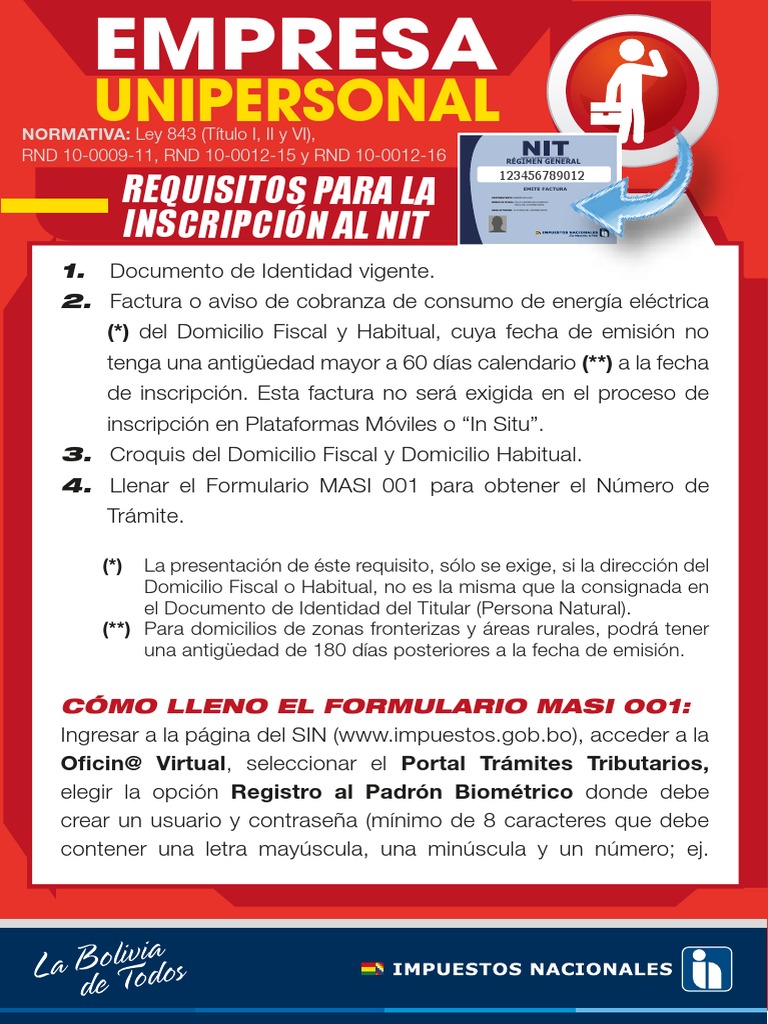 Requisitos para obtener el NIT en Bolivia | PDF | Impuestos | Factura