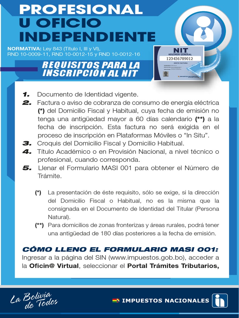 Requisitos Tramite de NIT - Profesional Idependiente u Oficios | Factura | Impuestos