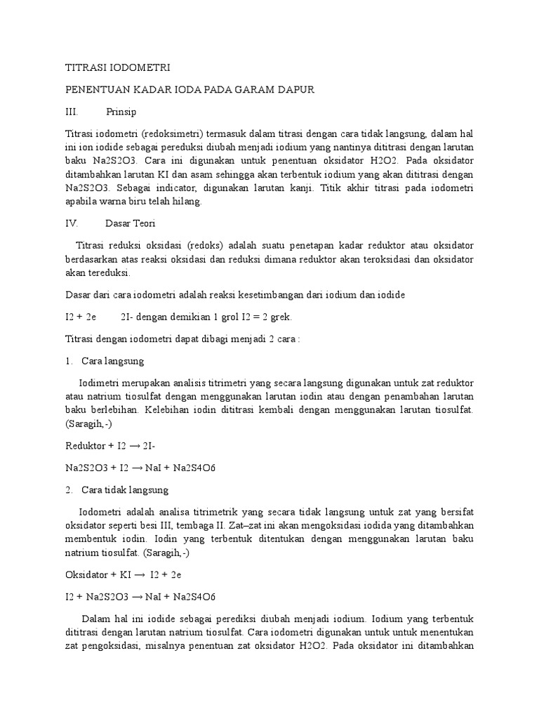 Titrasi Iodometri | PDF
